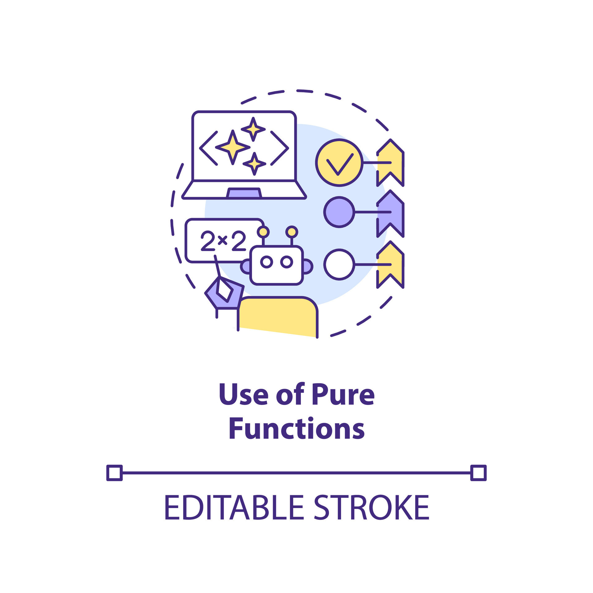 Use of pure functions concept icon. Functional programming abstract ... Use of pure functions concept icon. Functional programming abstract ...