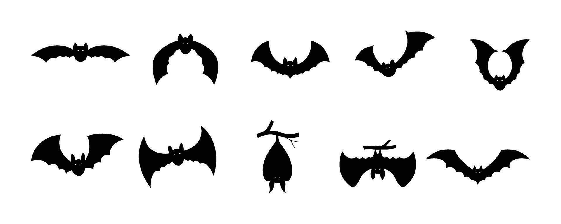 Set of black bats for halloween. Halloween Elements and Objects for ...