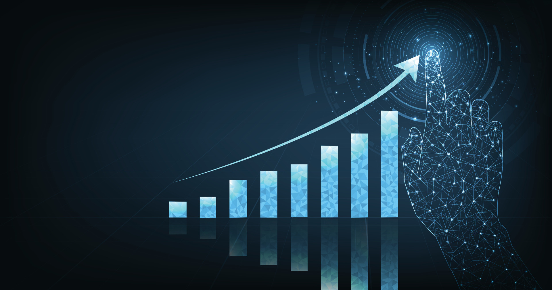 Concept of growth business on successful with graph icon up digital on ...