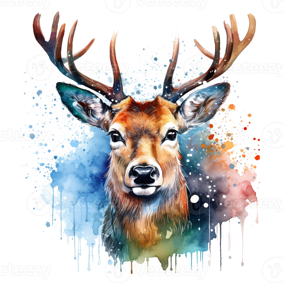 Christmas Watercolor Deer at Christmas in Winter Snow 27581546 PNG