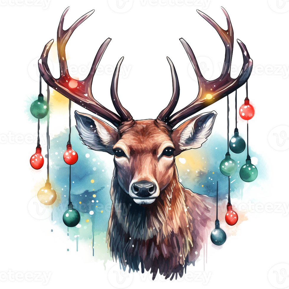 Christmas Watercolor Deer at Christmas in Winter Snow 27581551 PNG