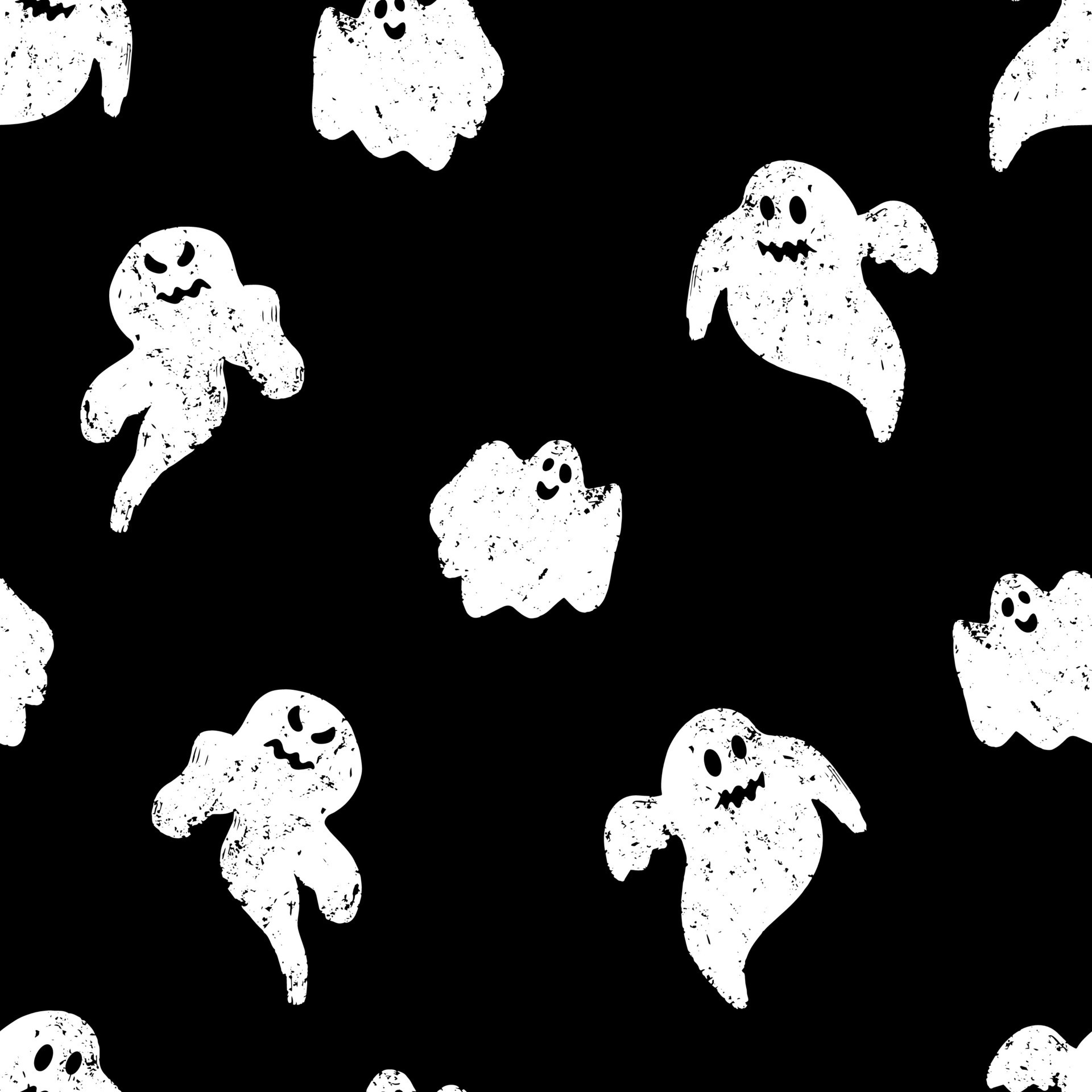 Funny Ghosts Drawn With Crayon Seamless Pattern Cute Halloween Vector Illustration 27582462