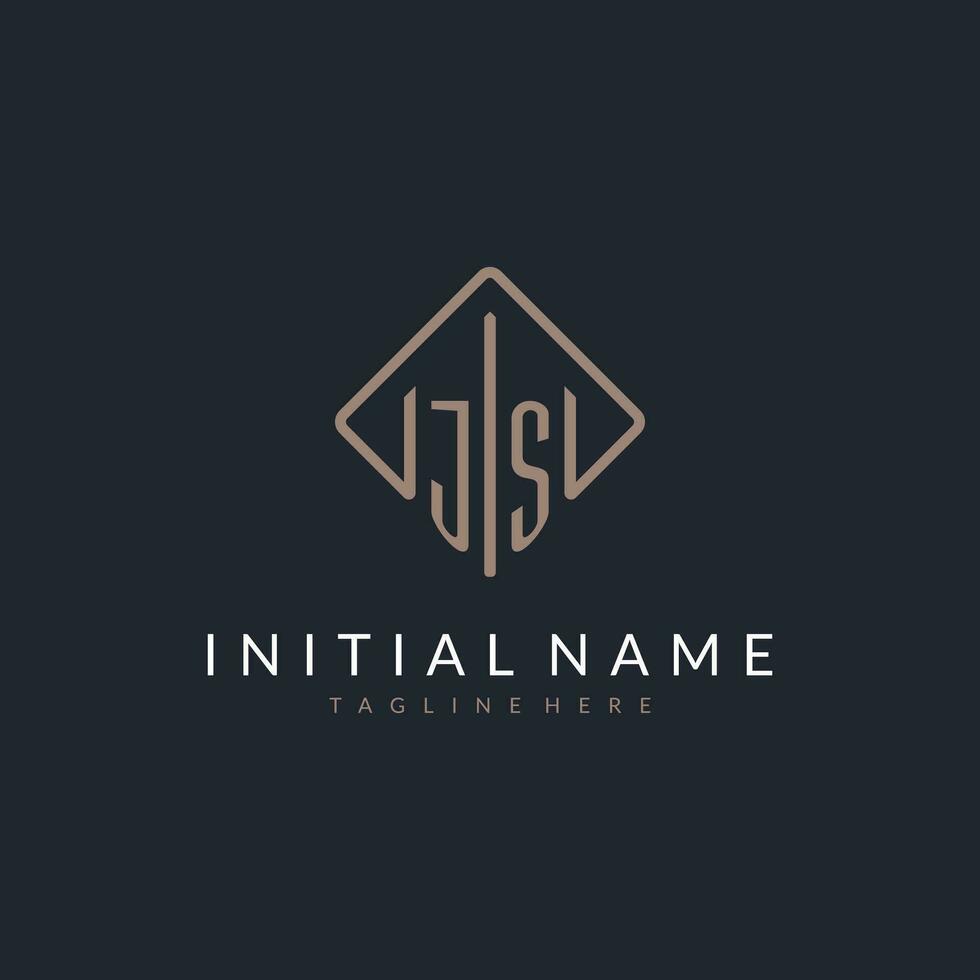 JS initial logo with curved rectangle style design 27582768 Vector Art ...