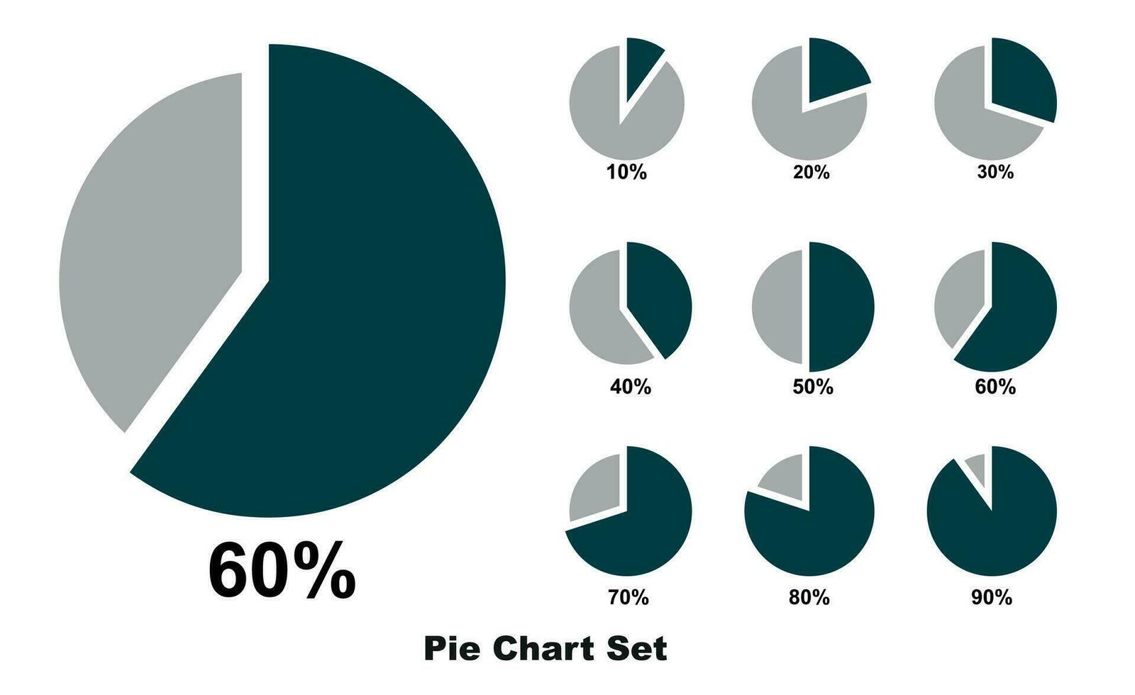Pie chart percentage set. Pie graph diagram, circle round chart. 27584033 Vector Art at Vecteezy