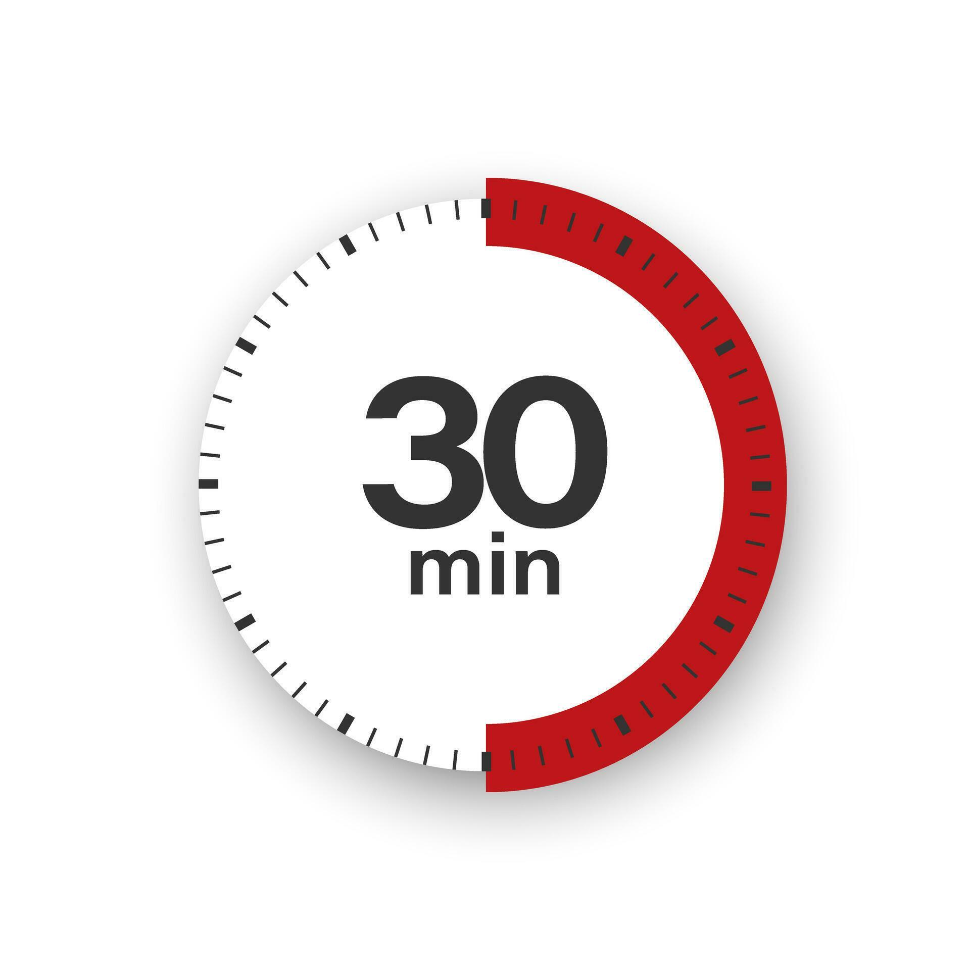 30 minutes timer. Stopwatch symbol in flat style. Editable isolated ... 30 minutes timer. Stopwatch symbol in flat style. Editable isolated ...