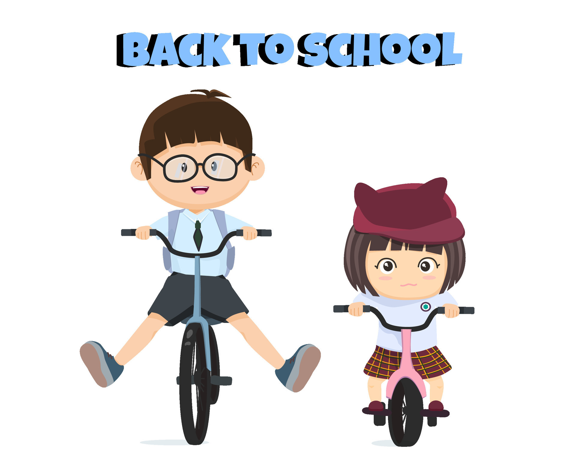 children go to school on bicycles 27593487 Vector Art at Vecteezy