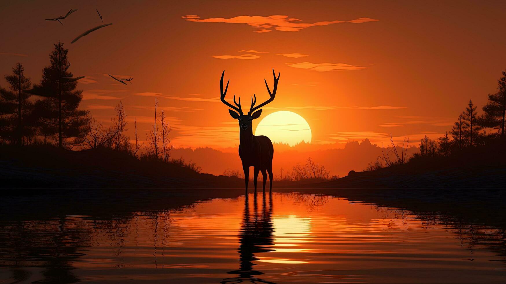 Deer silhouette at sunset 27596733 Stock Photo at Vecteezy