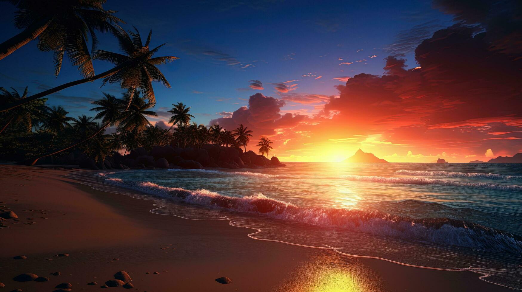 Stunning summer scenes on a beach in the tropics. silhouette concept ...