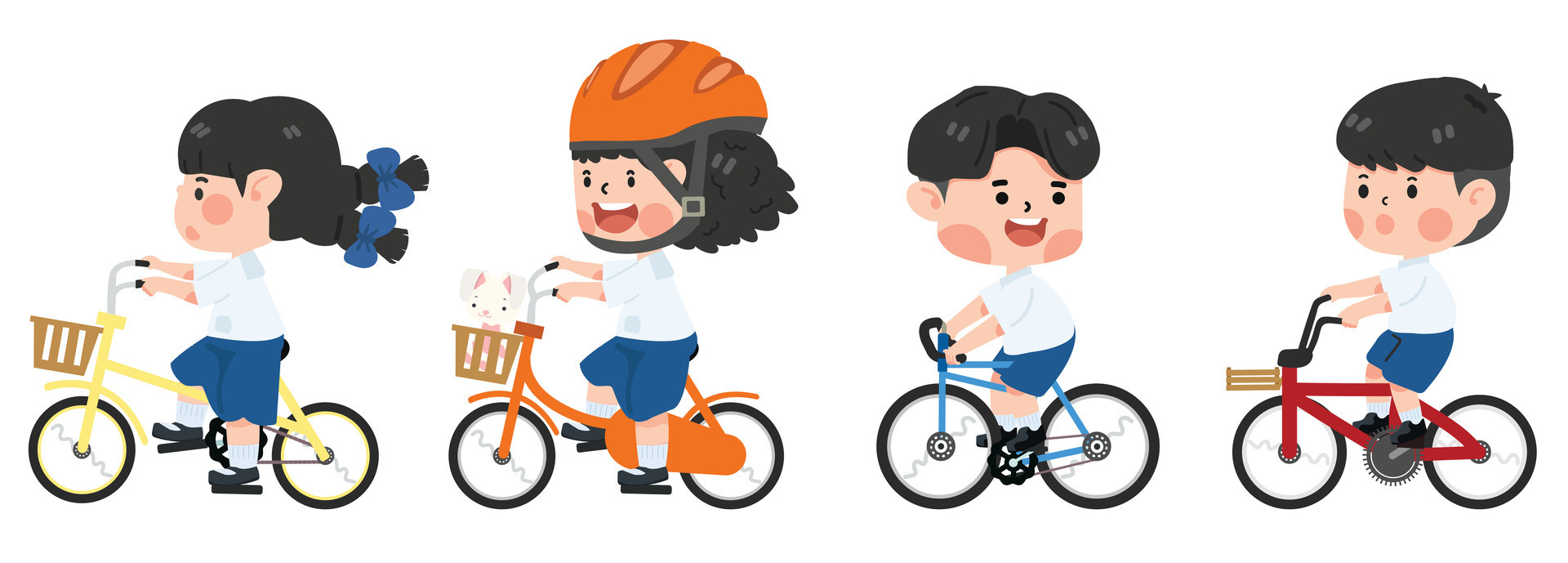 kids student riding bicycle going to school set 27600489 Vector Art at Vecteezy