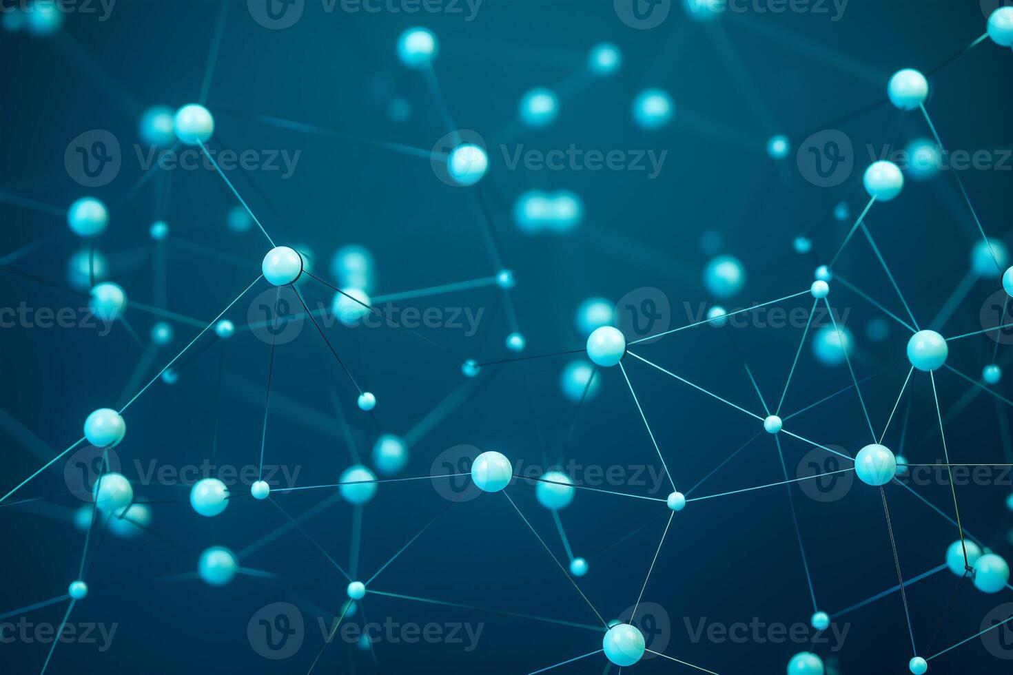 Abstract Science Technology Atom Polygon Blue Background Tech Connect