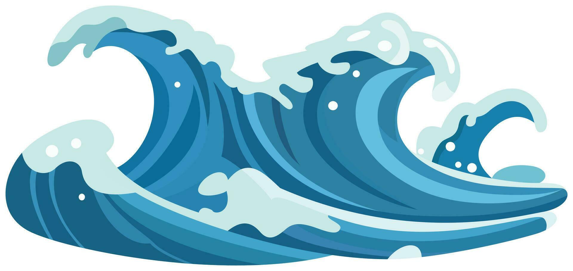 Ocean waves tides sea water flat style stock vector illustration, Sea waves, Rough sea vector ...