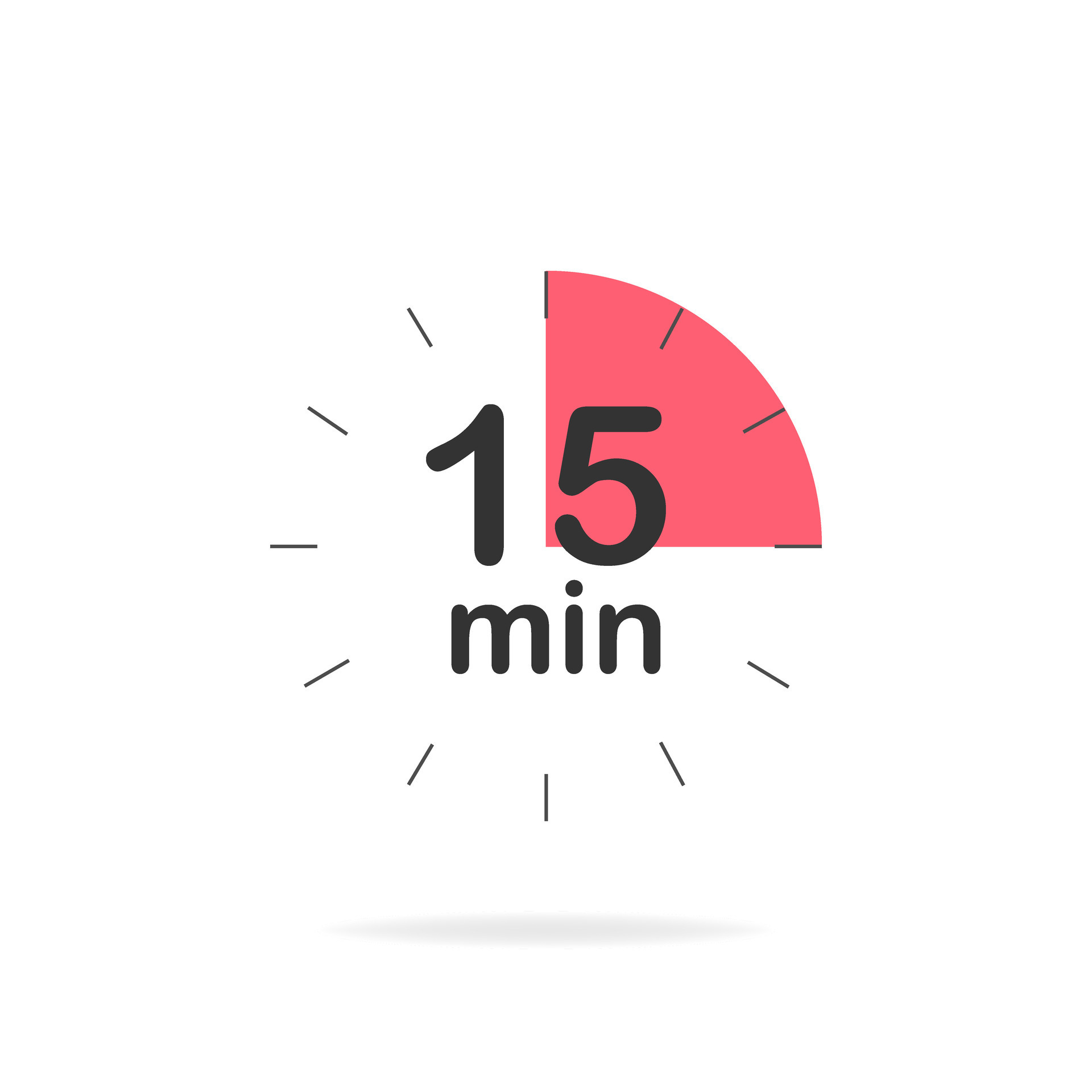 15 minutes timer. Stopwatch symbol in flat style. Isolated vector ... 15 minutes timer. Stopwatch symbol in flat style. Isolated vector ...