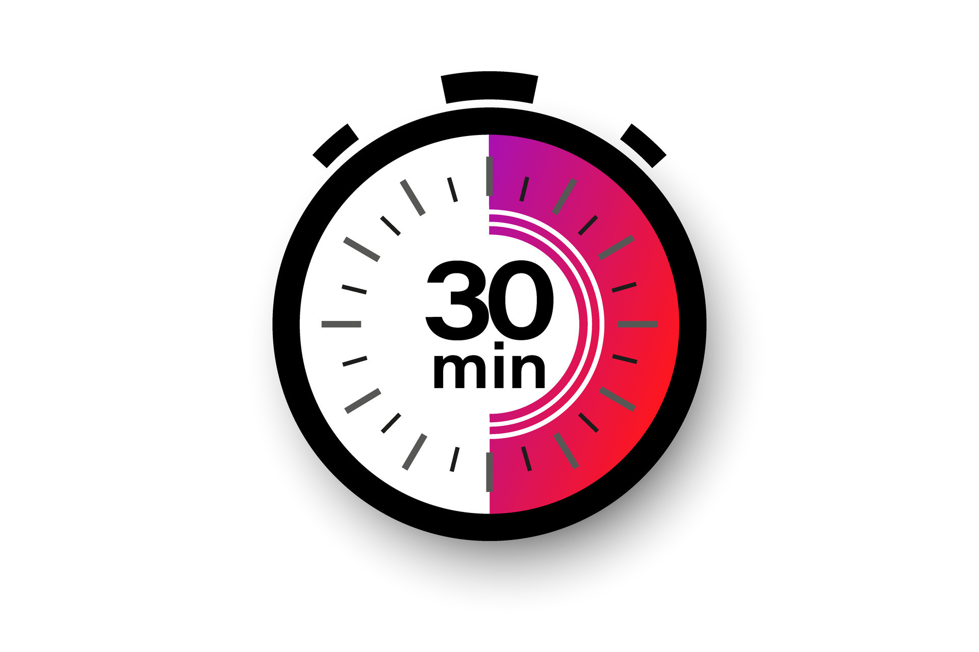 30 minutes timer. Stopwatch symbol in flat style. Editable isolated ... 30 minutes timer. Stopwatch symbol in flat style. Editable isolated ...