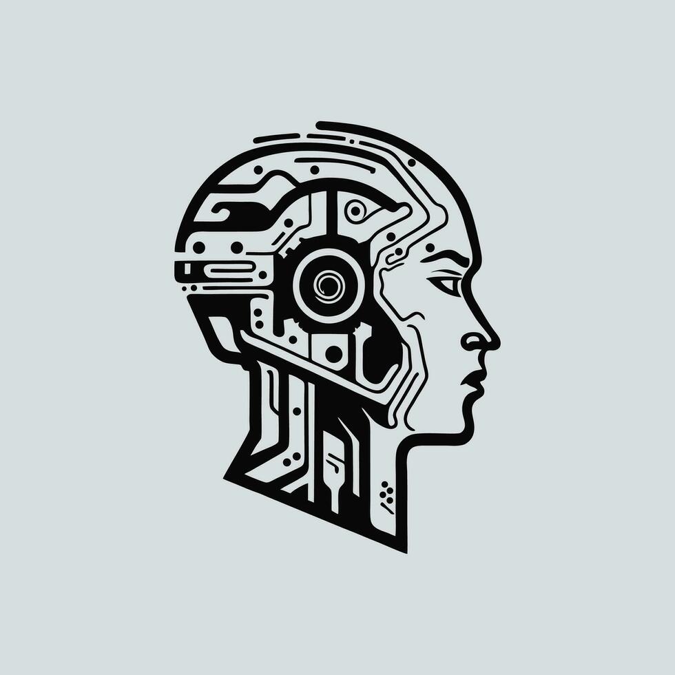 artificial intelligence head robot ai logo, head female or male robotic ... artificial intelligence head robot ai logo, head female or male robotic ...