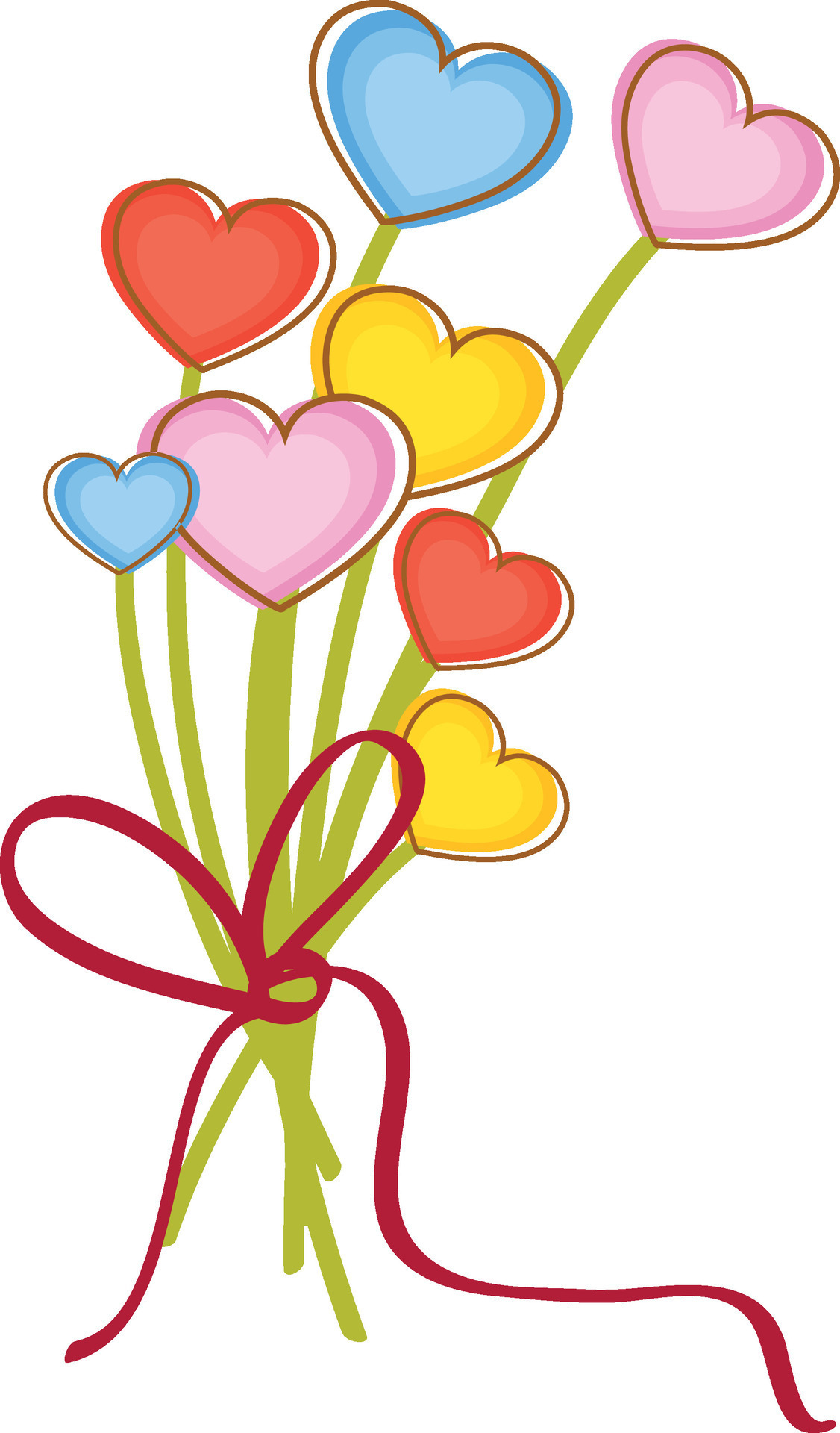 Bunch of colorful heart balloon with red ribbon. 27617406 Vector Art at ...