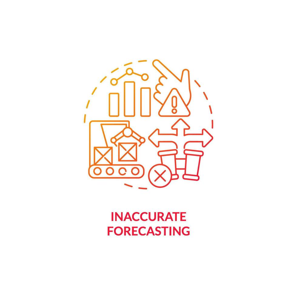 2D gradient inaccurate forecasting thin line icon concept, isolated ...