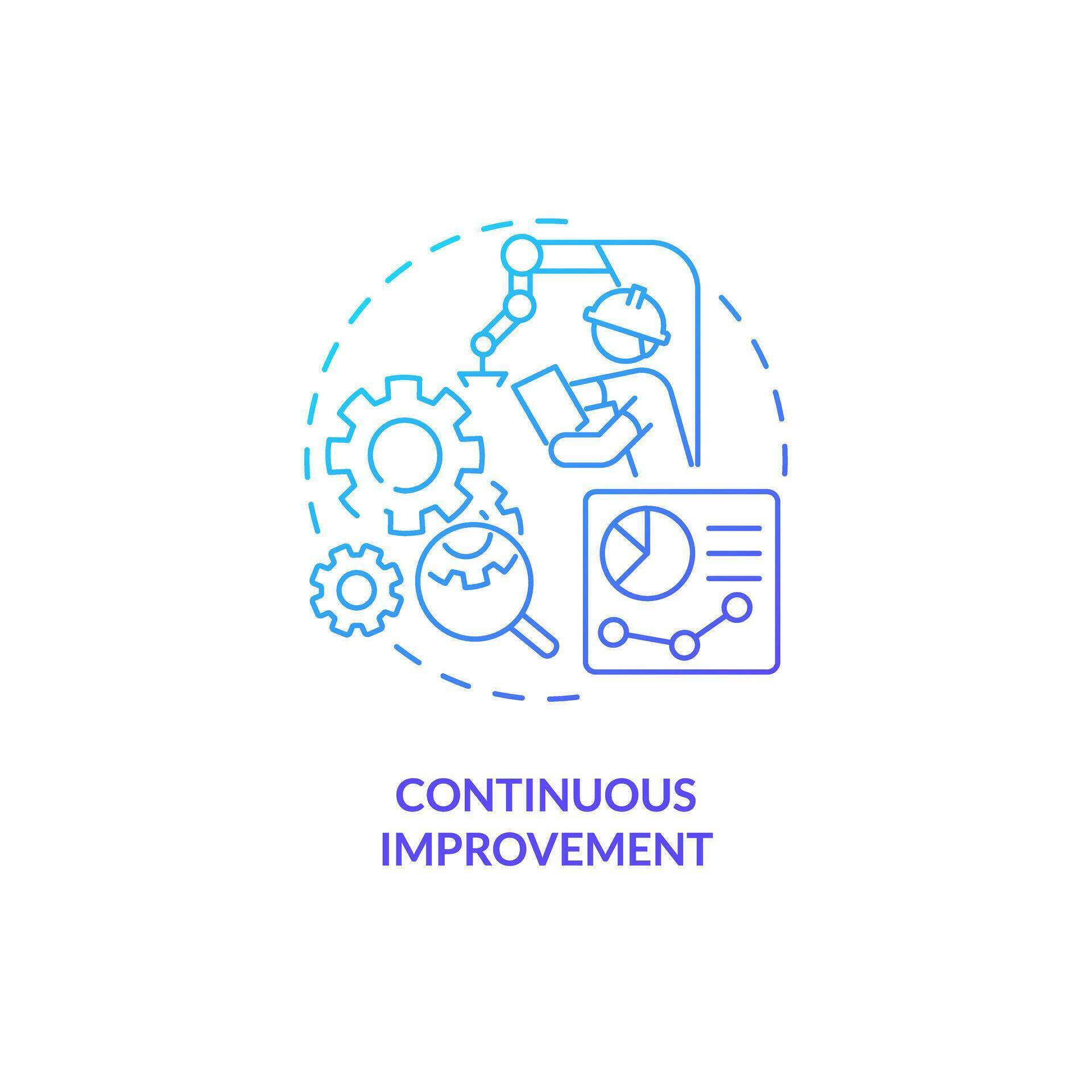 2d Gradient Continuous Improvement Thin Line Icon Concept Isolated