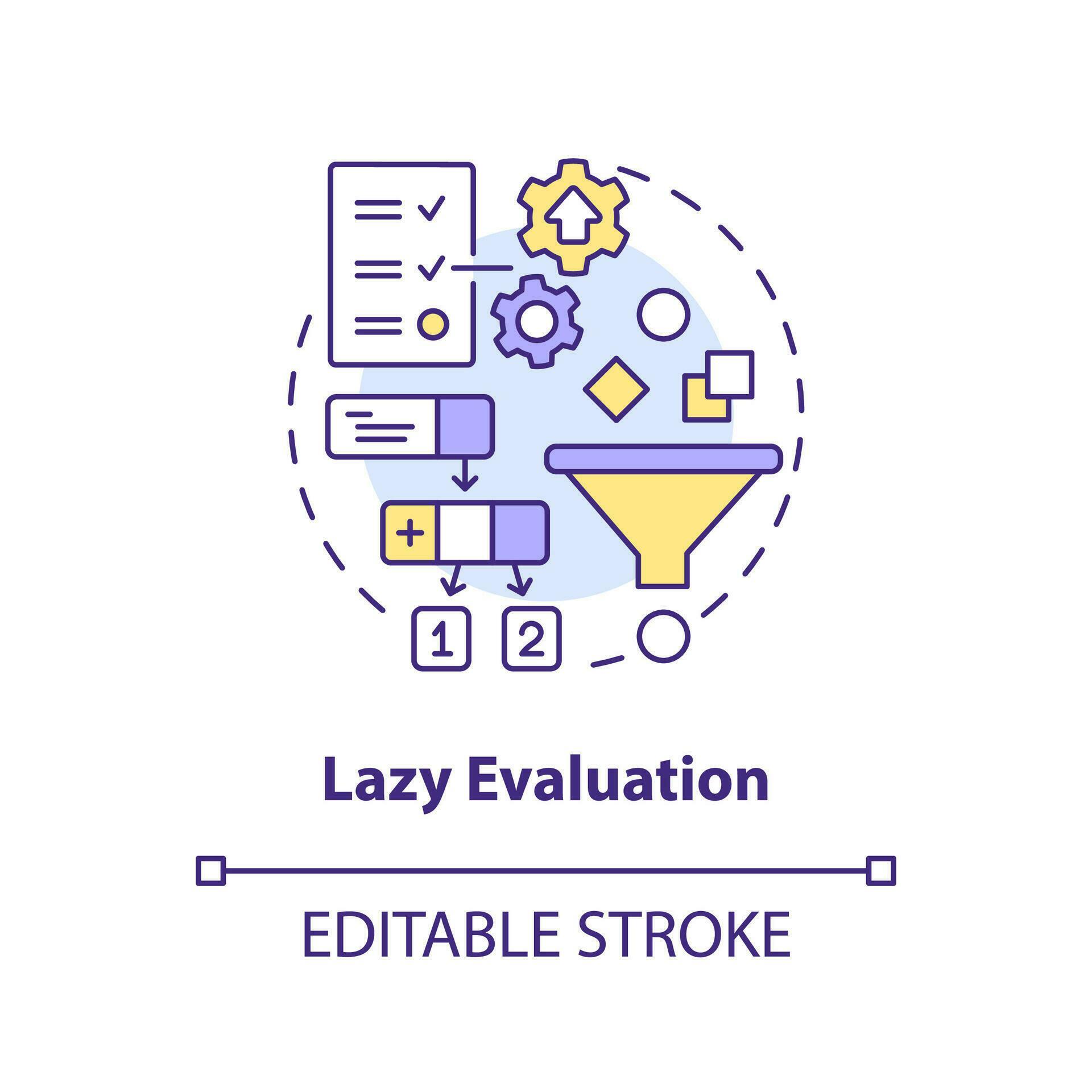 Lazy evaluation concept icon. Functional programming benefit abstract ... Lazy evaluation concept icon. Functional programming benefit abstract ...