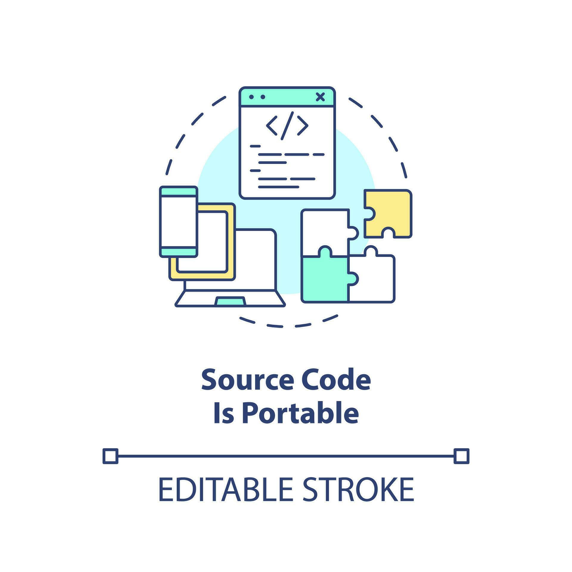 Source code portability concept icon. Procedural programming abstract ...