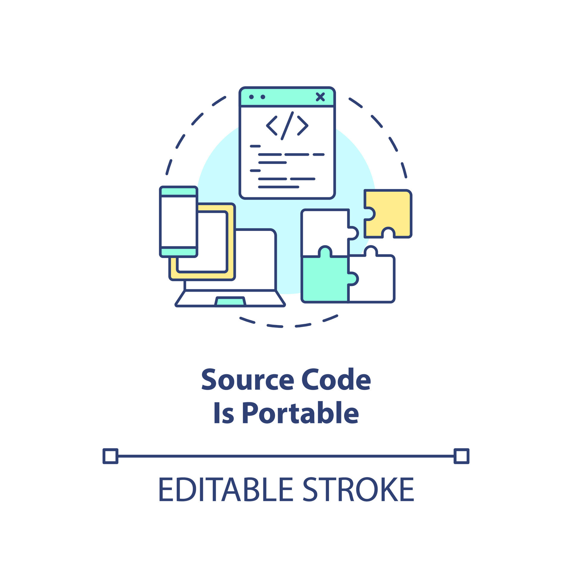 Source Code Portability Concept Icon Procedural Programming Abstract Idea Thin Line