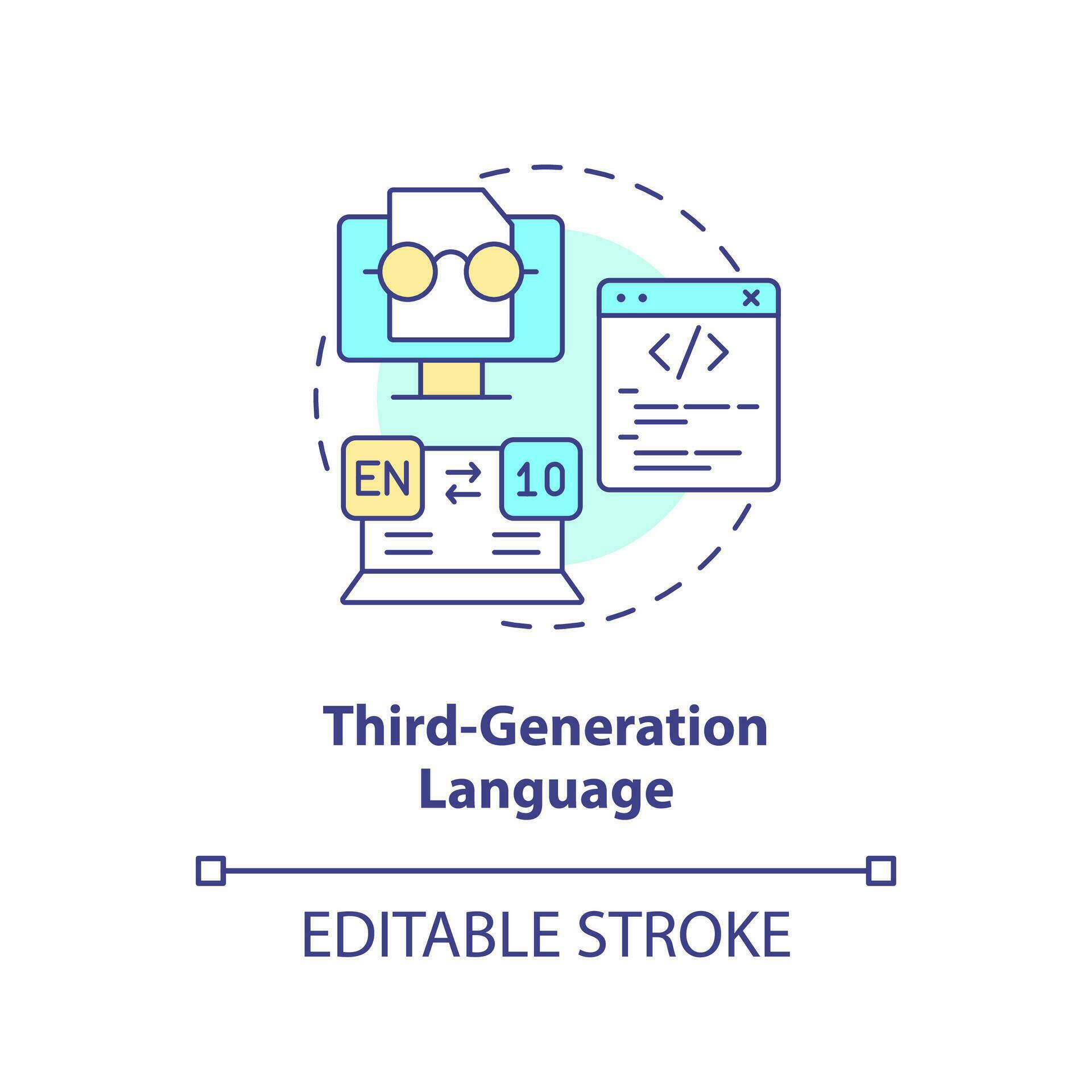 Third-generation programming language concept icon. Coding development ... Third-generation programming language concept icon. Coding development ...