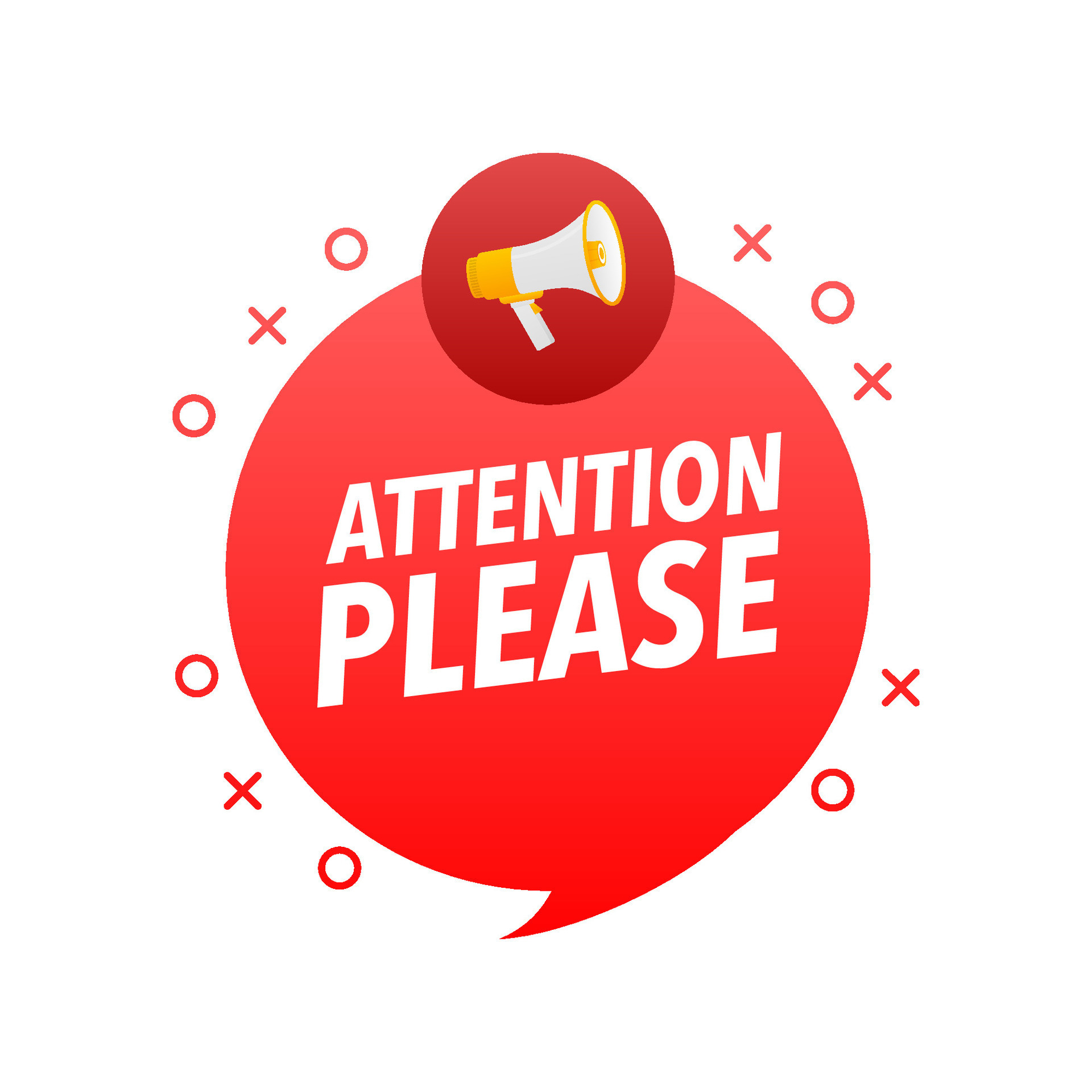 Attention please Announcement Megaphone Label. Loudspeaker speech ... Attention please Announcement Megaphone Label. Loudspeaker speech ...