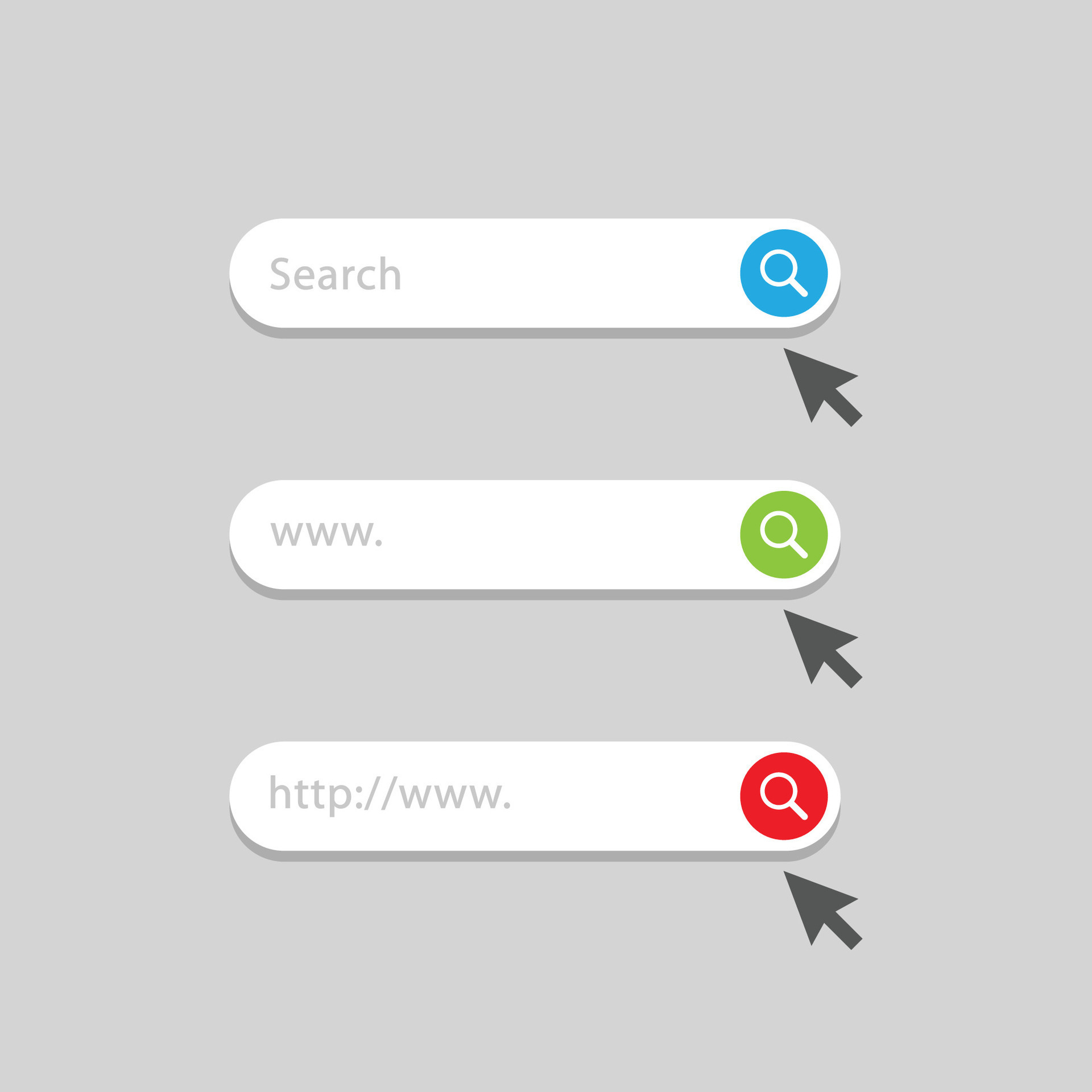 Website search bar with mouse cursor icon set. Vector search bar user interface graphic 27621185 ...