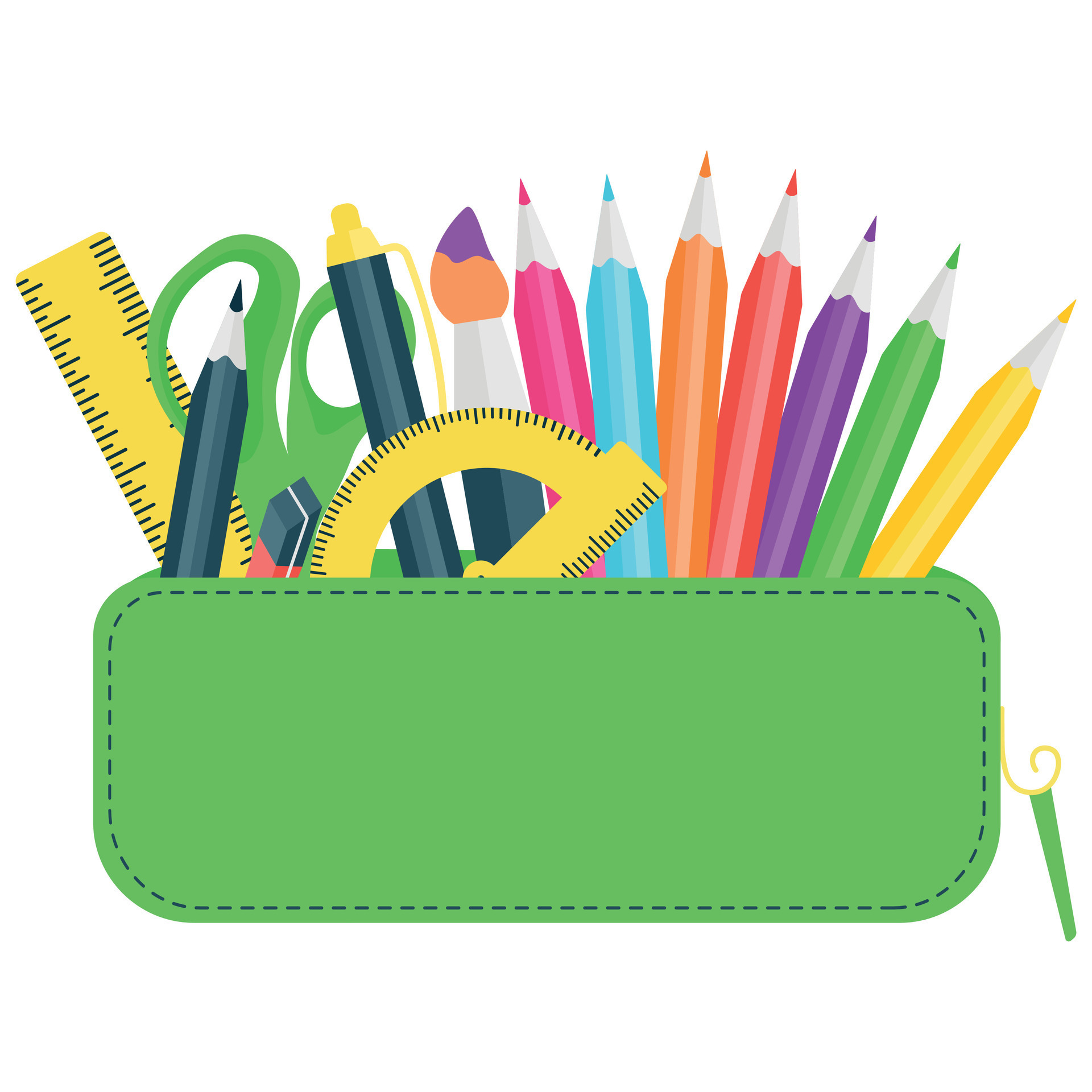 Pencil Case With School Supplies Vector Flat Illustration 27623673 Vector Art At Vecteezy