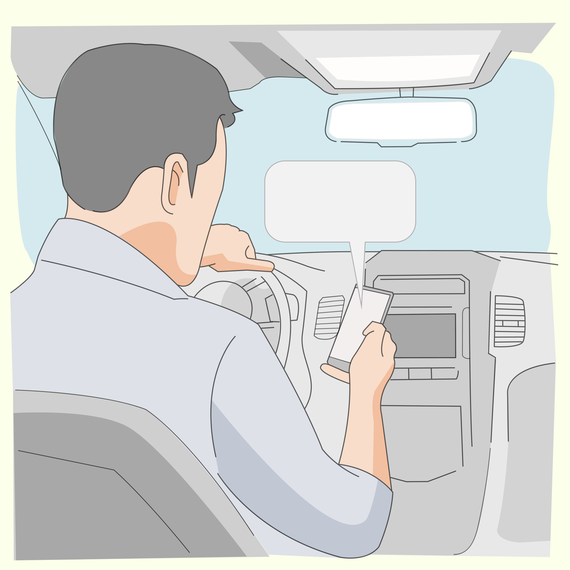 Driver holding cellphone while driving 27627511 Vector Art at Vecteezy