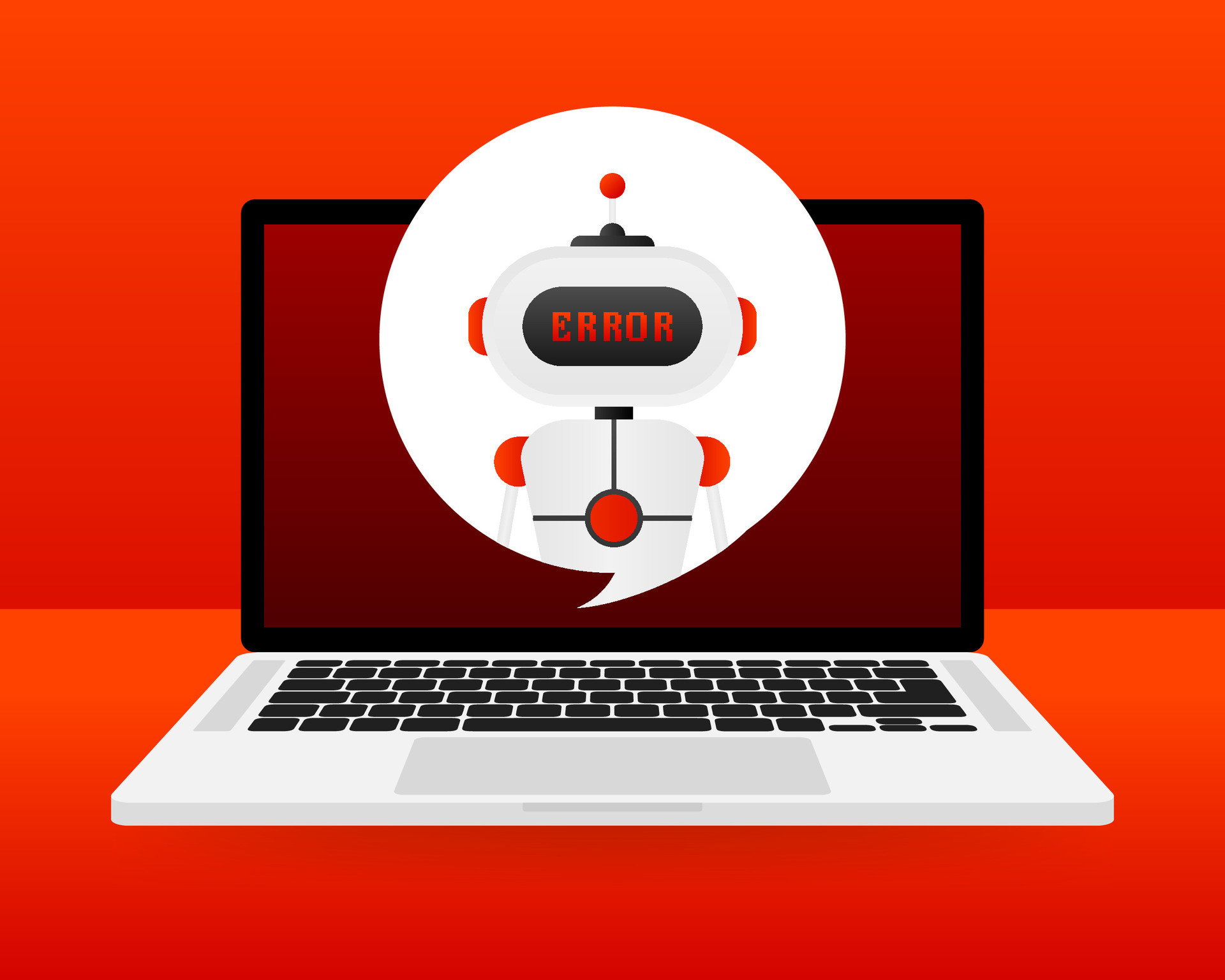 error chatbot glifo icono. silueta símbolo. talkbot con error en habla burbuja. error bot ...