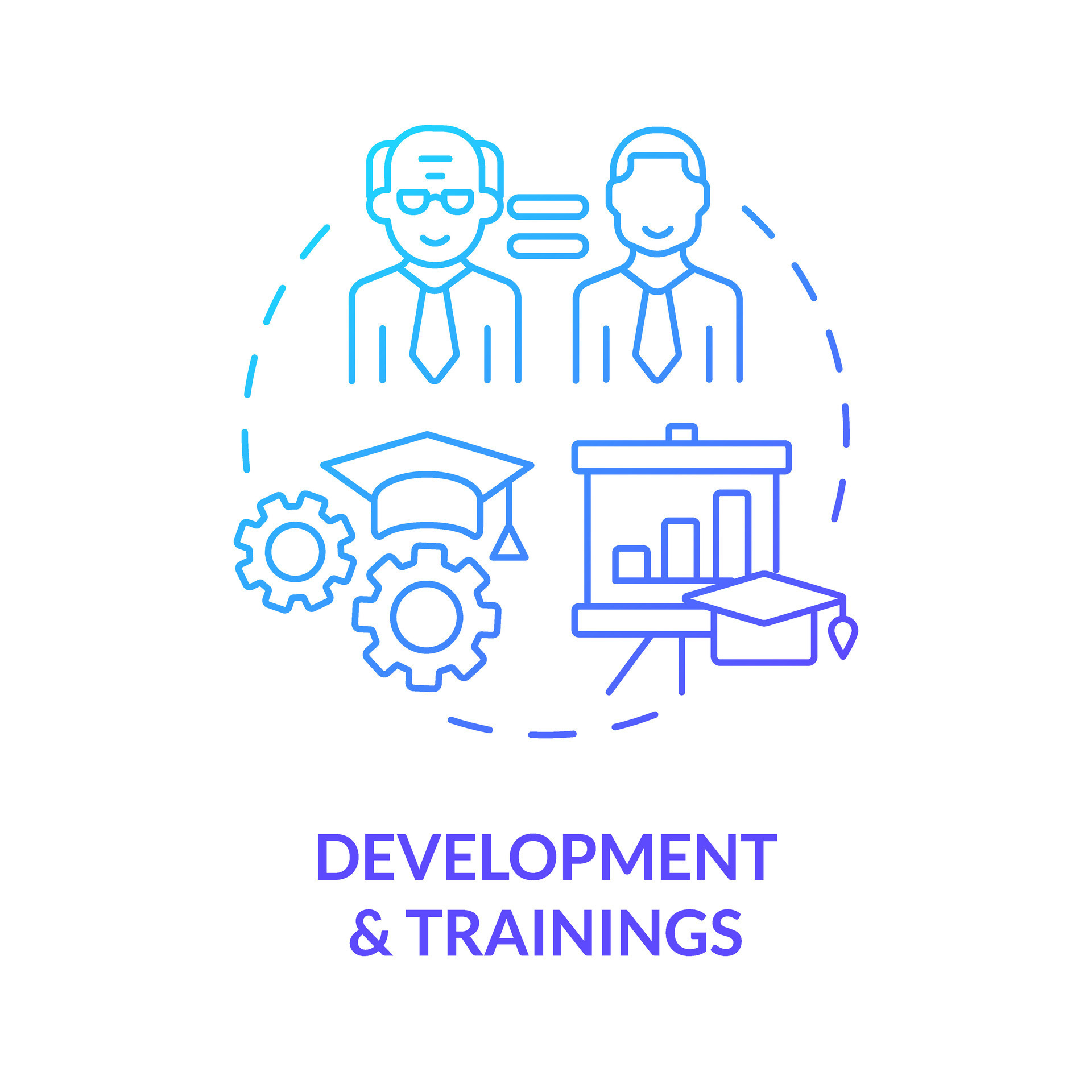 2D gradient development and trainings thin line icon concept, isolated ...