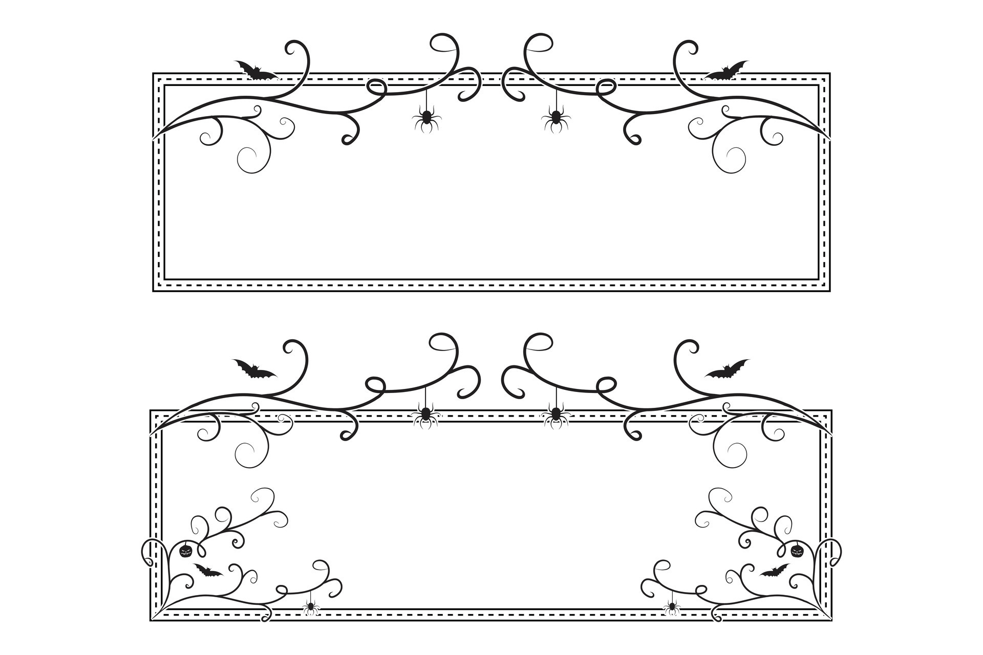 Halloween Flourish Wilds Swirls Square Border Frame Witch Creepy Scary Bone Victorian Pumpkin