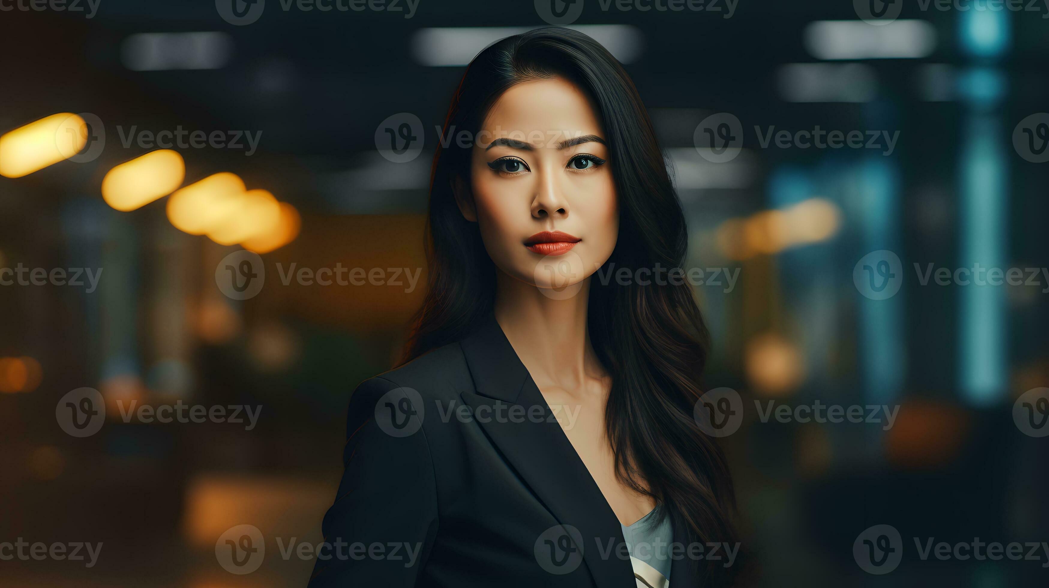 an asian business woman standing in an office. AI Generated 27667162 Stock Photo at Vecteezy