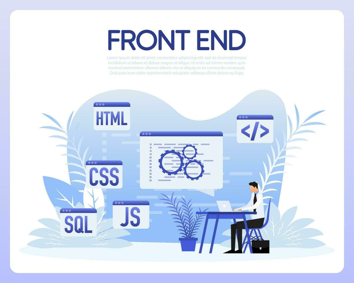 Front end. Software development. Programming code. Vector illustration ... Front end. Software development. Programming code. Vector illustration ...
