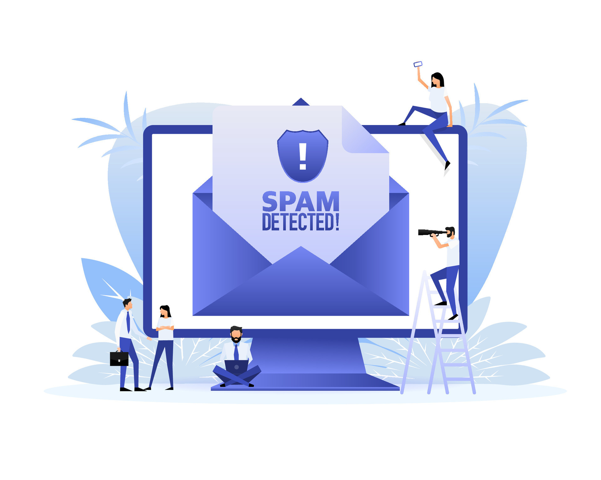 Spam detected people. Magnifying glass. Flat design 27668861 Vector Art ...