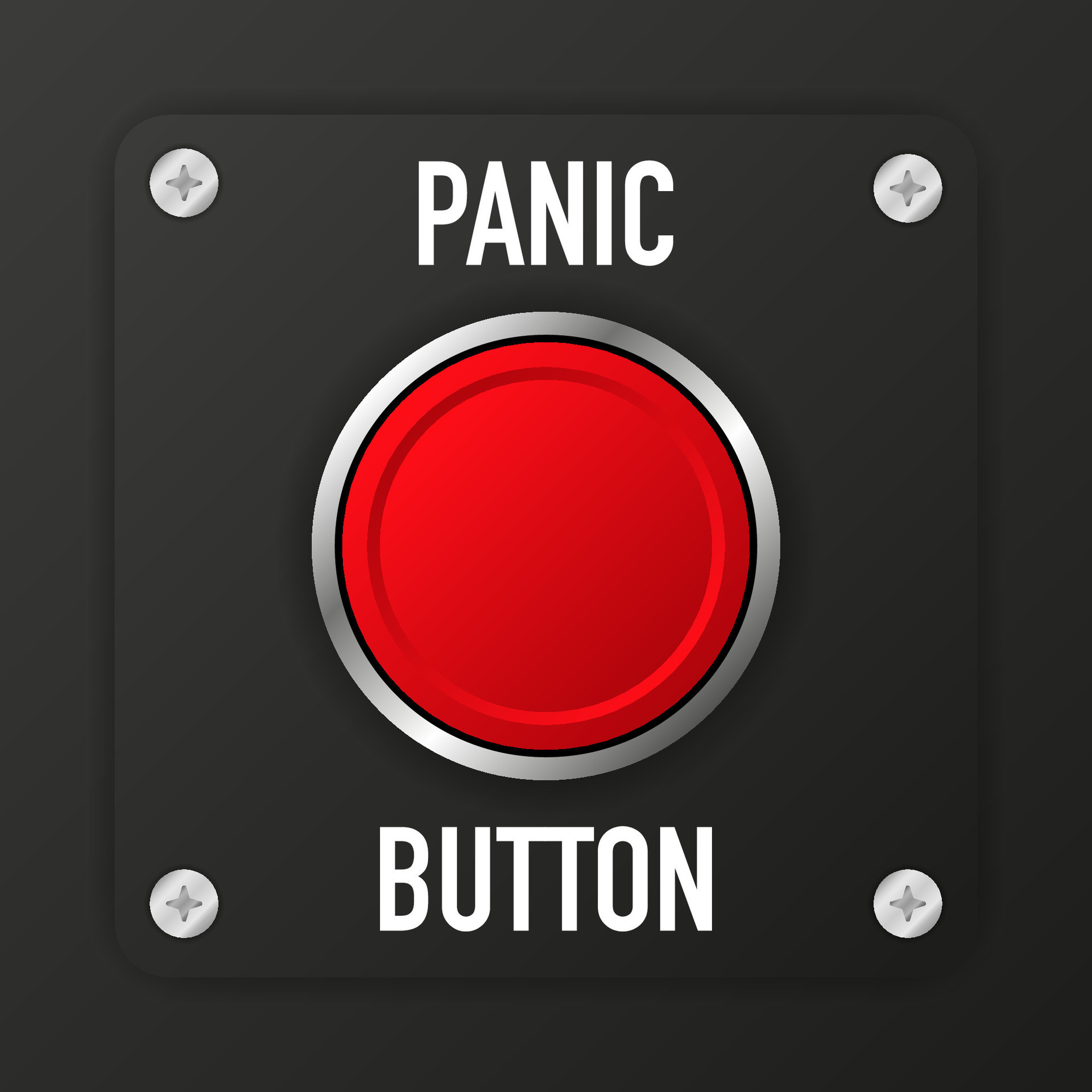 3d Realistic Panic Button On Black Background Vector Illustration