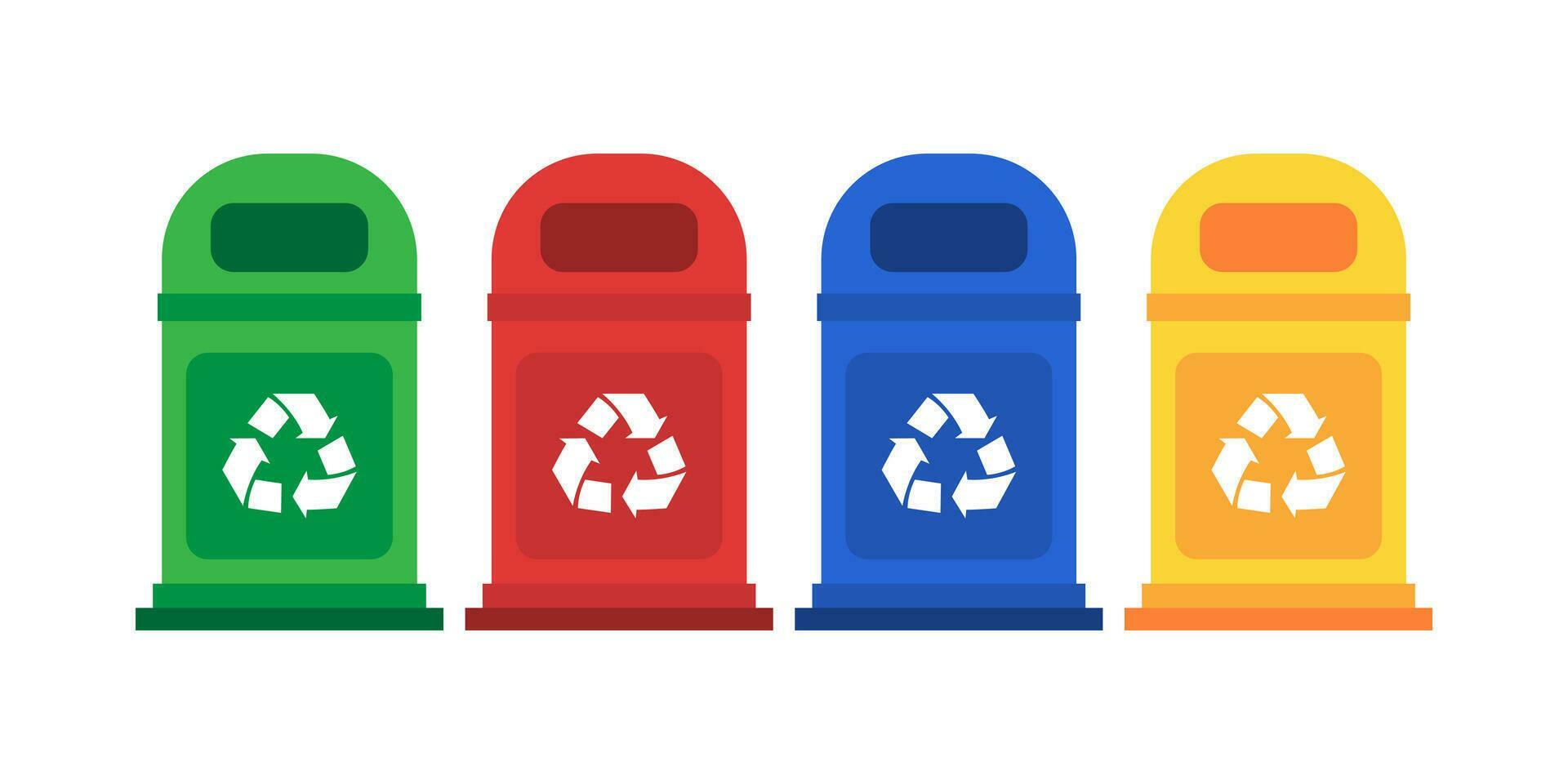 Different colored recycle waste bins vector illustration, Waste types ... Different colored recycle waste bins vector illustration, Waste types ...