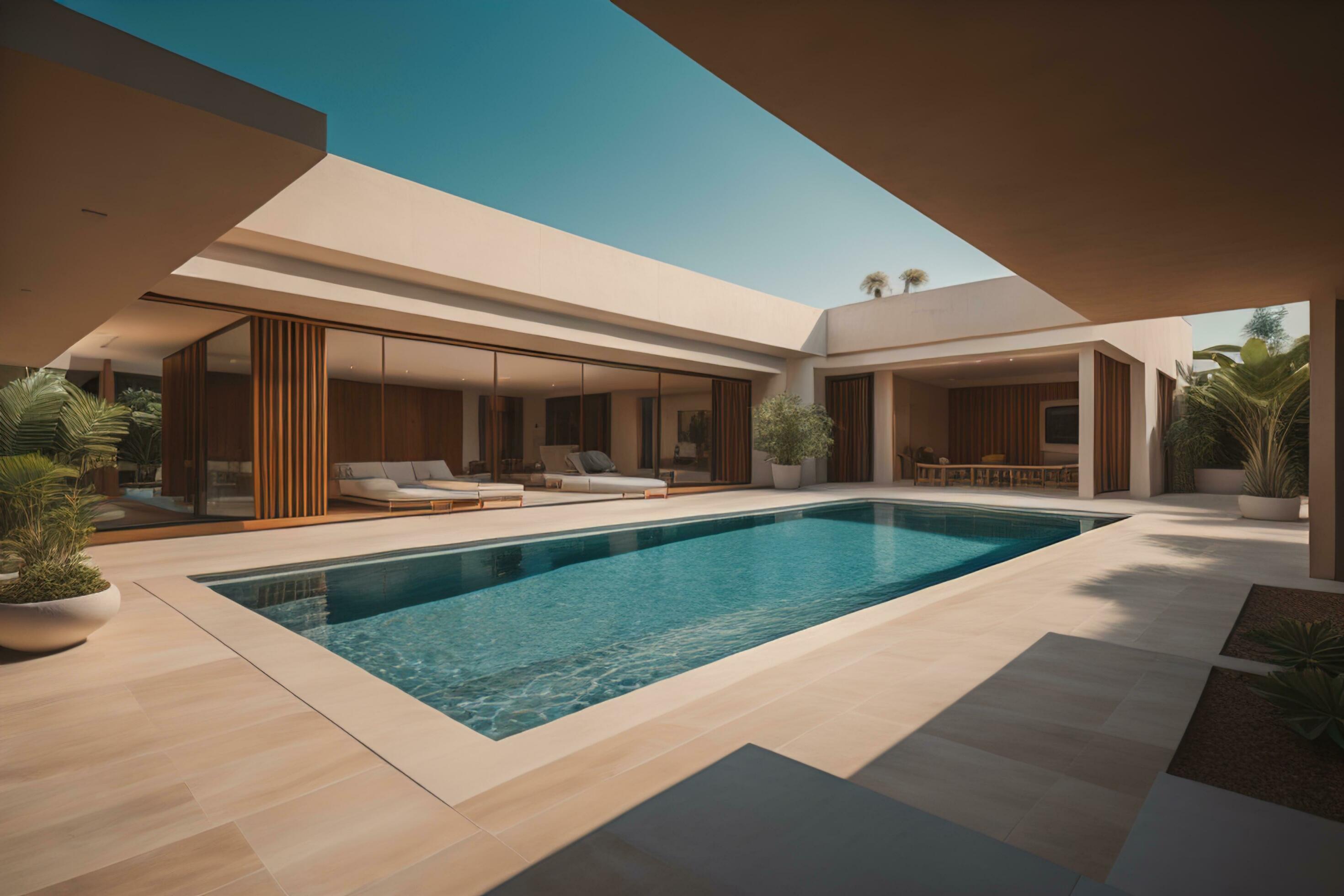 Swimming pool in a modern villa, ai generative 27672683 Stock Photo at ...