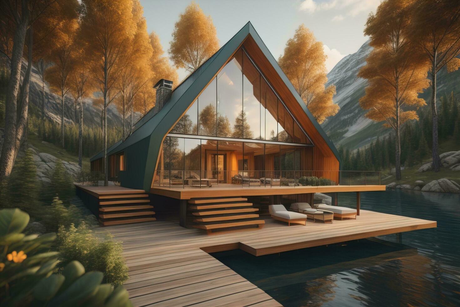 modern cozy chalet with pool and parking for sale or rent. Luxury house ...