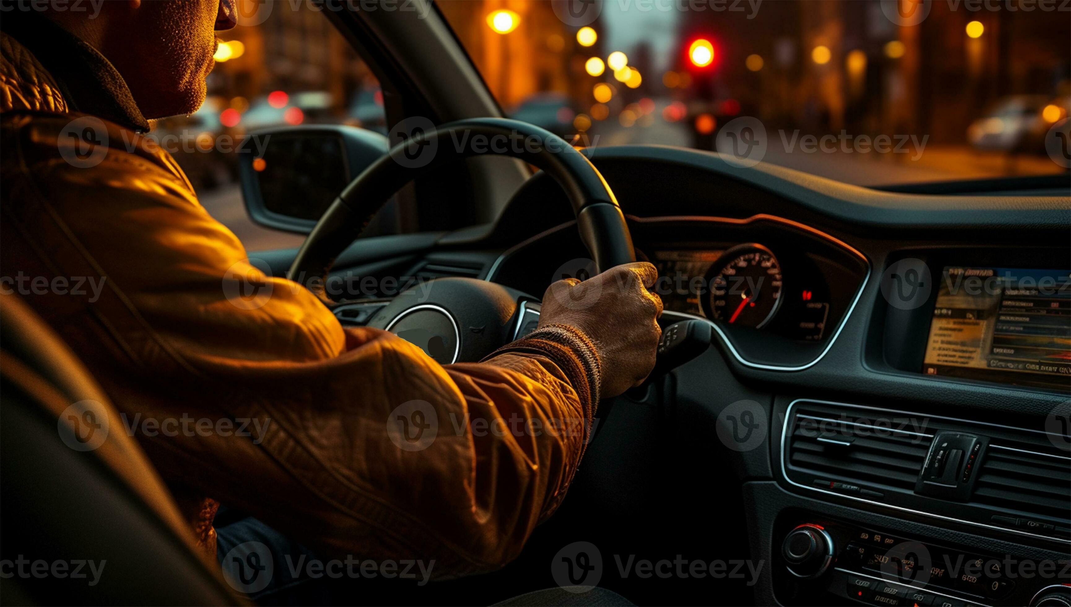 Close-up of a man driving a car in the city AI Generated 27679600 Stock Photo at Vecteezy