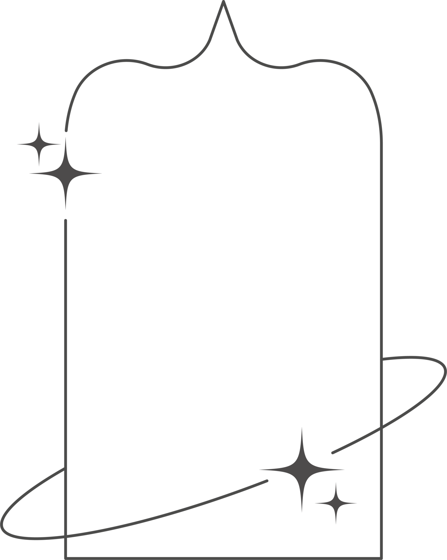 Aesthetic Frame Shape Outline Minimal Graphic Element With Stars Abstract Boho Arch With