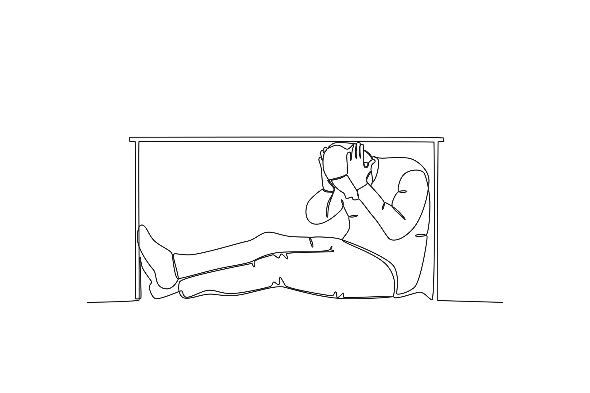 A Man Takes Shelter From The Earthquake 27683987 Vector Art At Vecteezy