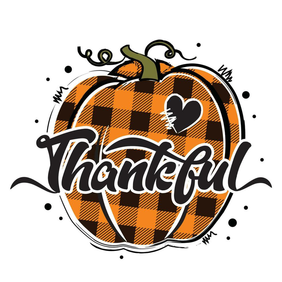 Thankful Grateful Blessed Pumpkin Vector Illustration Orange And