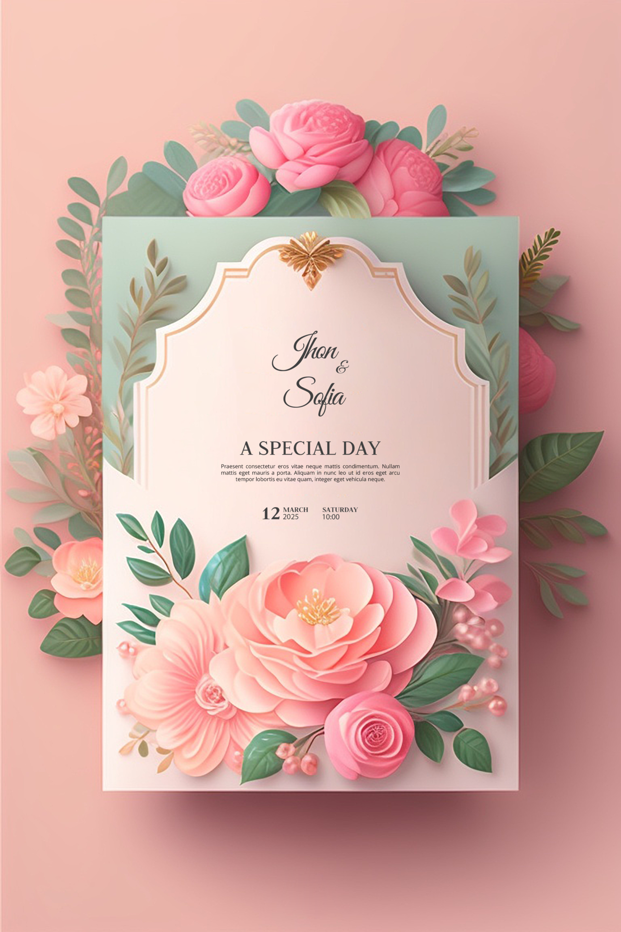 Beautiful Modern Floral Minimalist Wedding Invitation Template 27687769 Psd