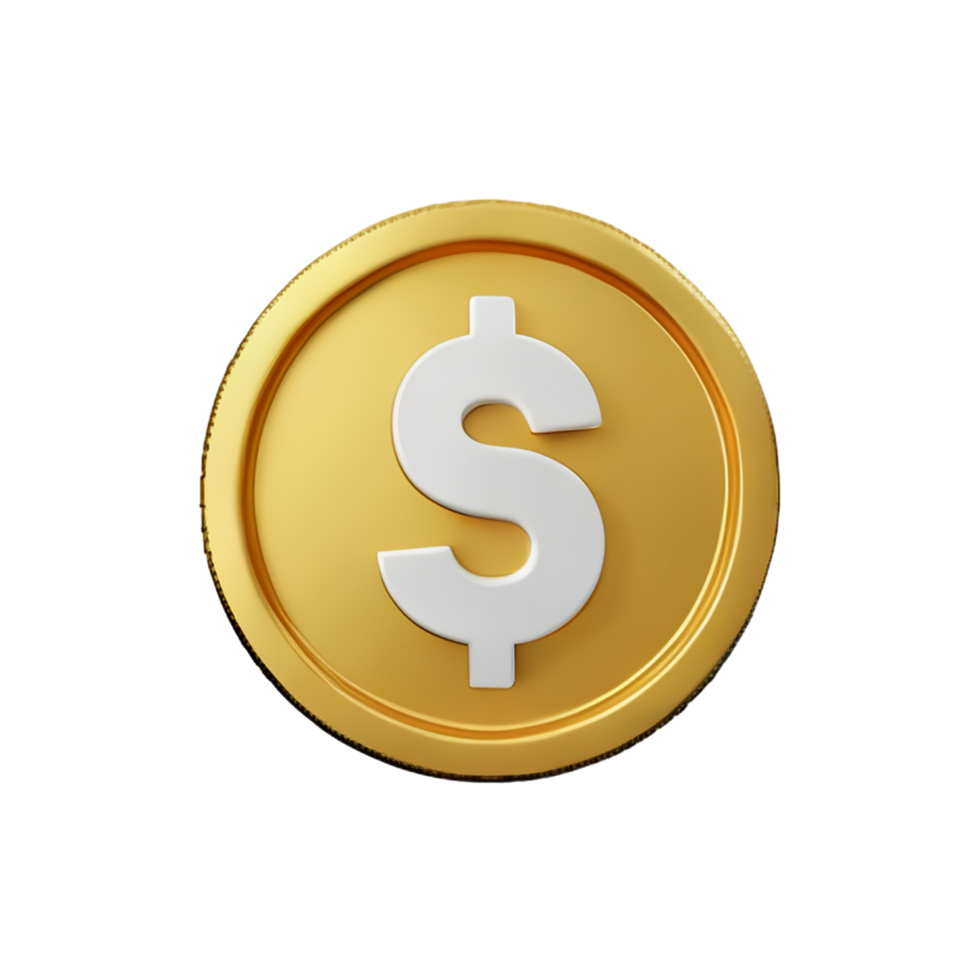 golden dollar coin icon on transparent background 27687984 PNG