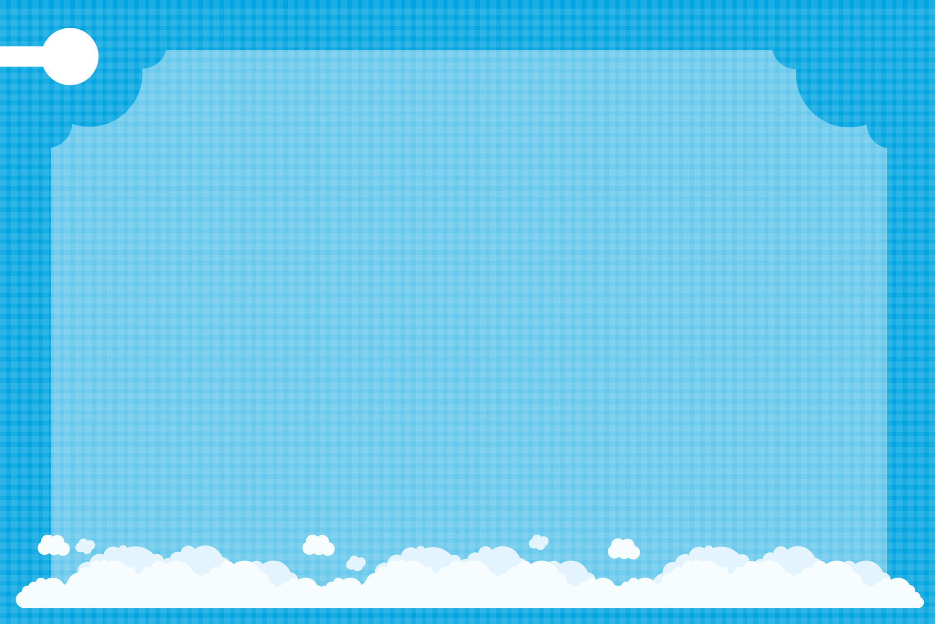 Decoration border frame with white cloud pattern, sky view. Blue ...