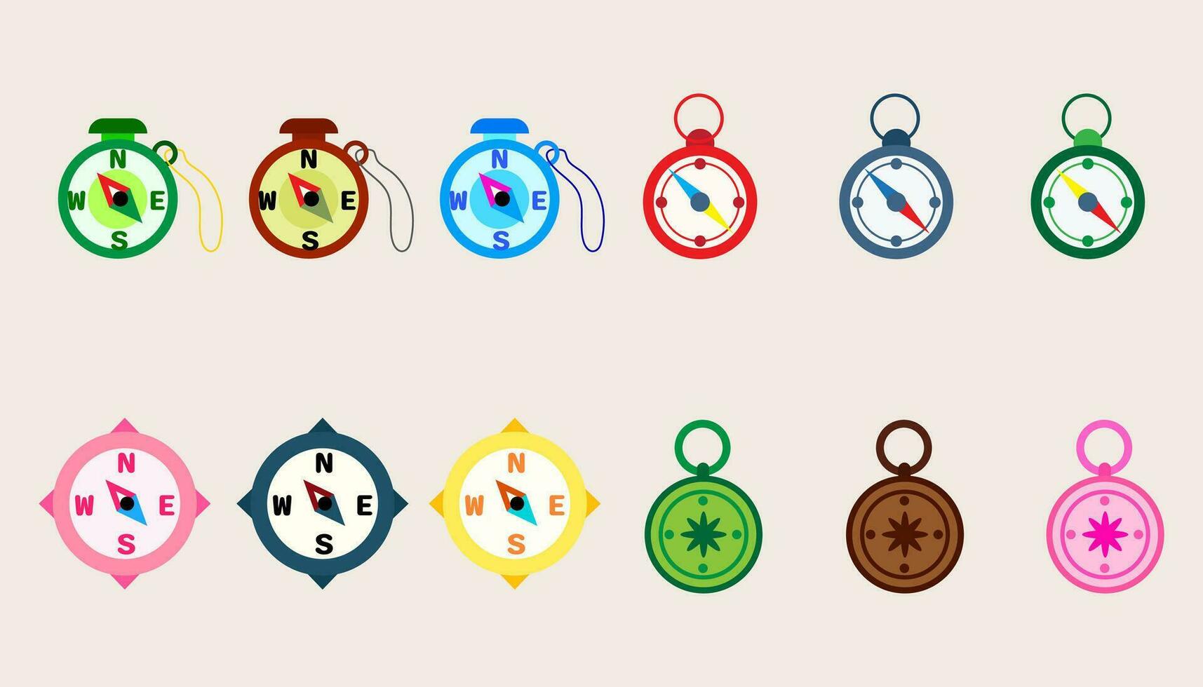 Collection Compass Toolnavigation Devicecompass Object For Navigation And Orientationset Of