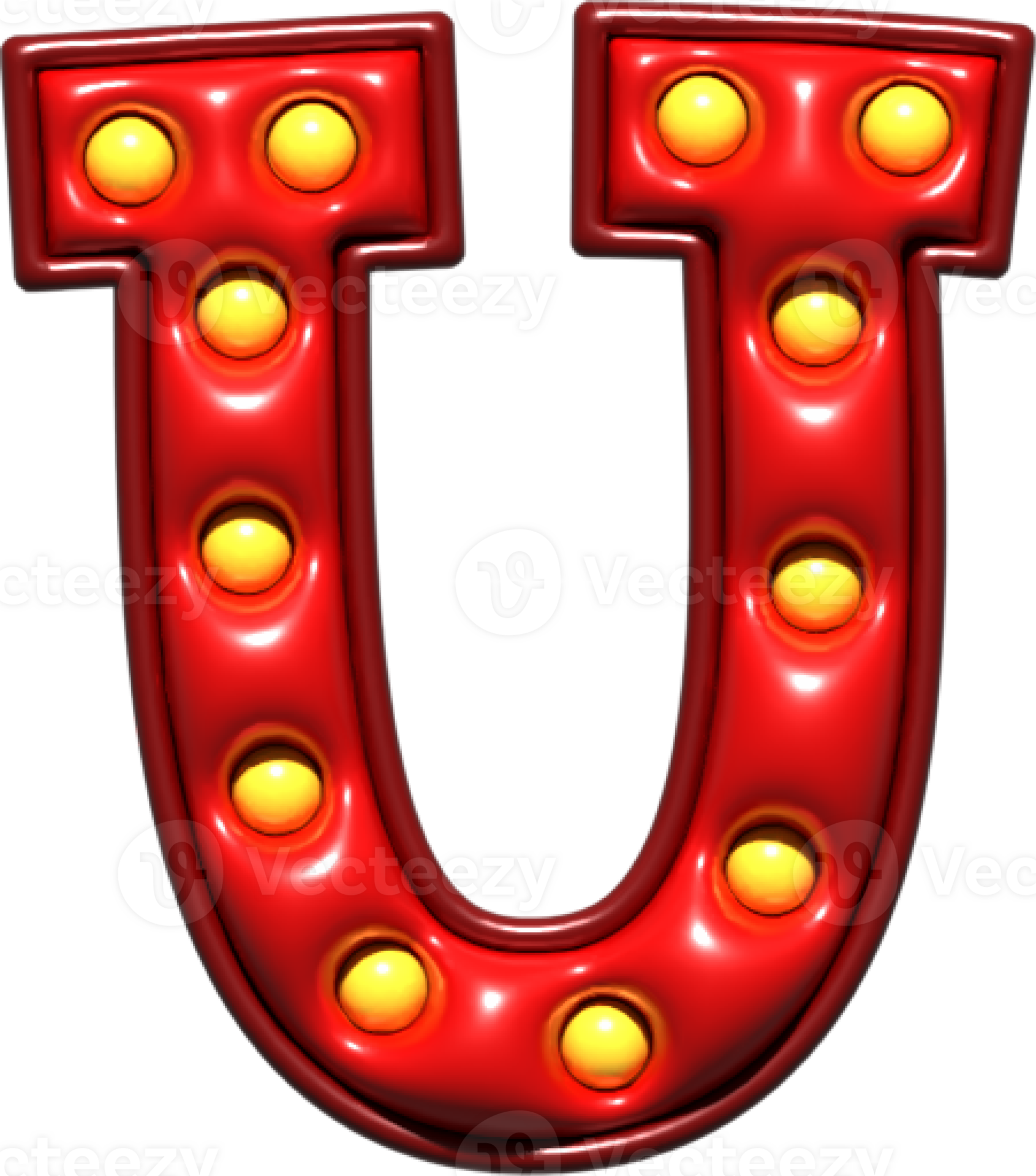 Shiny Red 3D Uppercase Letter U 27695433 PNG