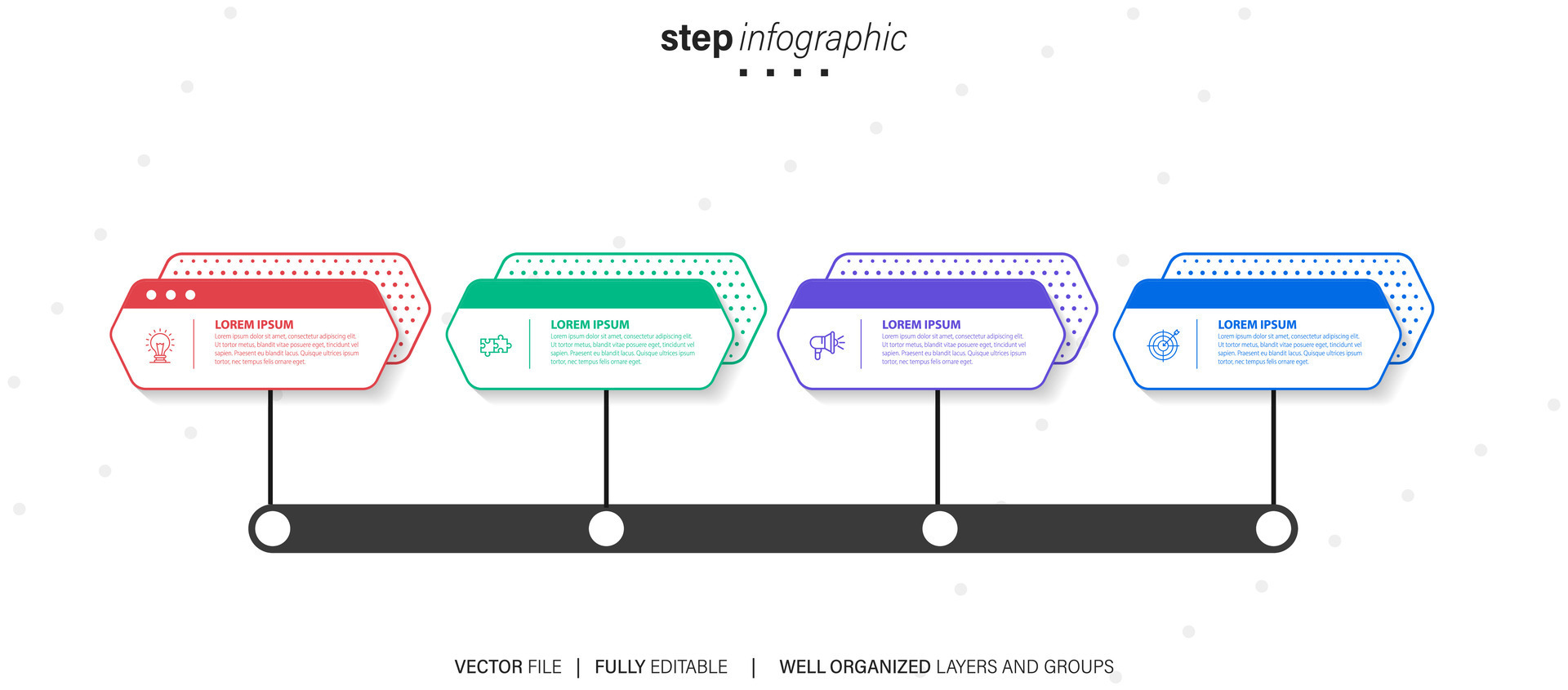 Timeline Creator infographic template. 4 Step timeline journey ...