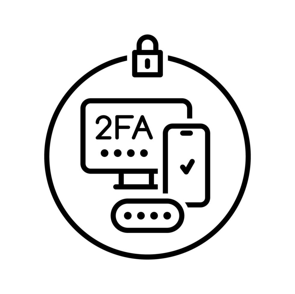 2fa Two Factor Verification Password Phone Icon 27700703 Vector Art